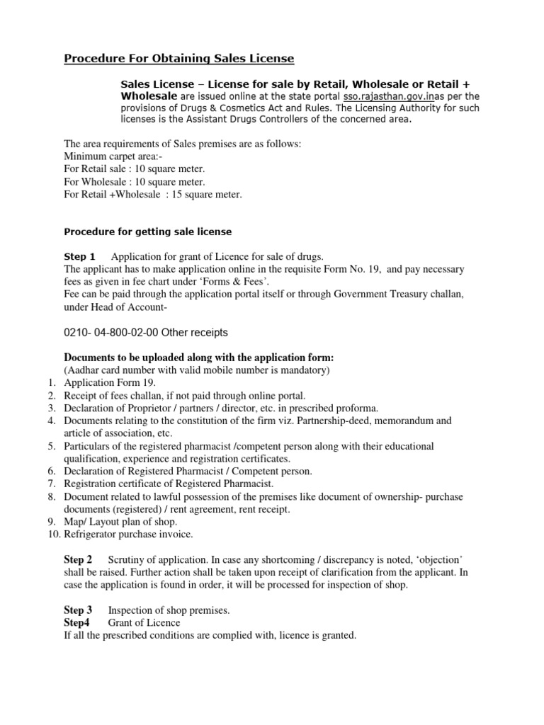 Sales License Application Procedure Guide | PDF