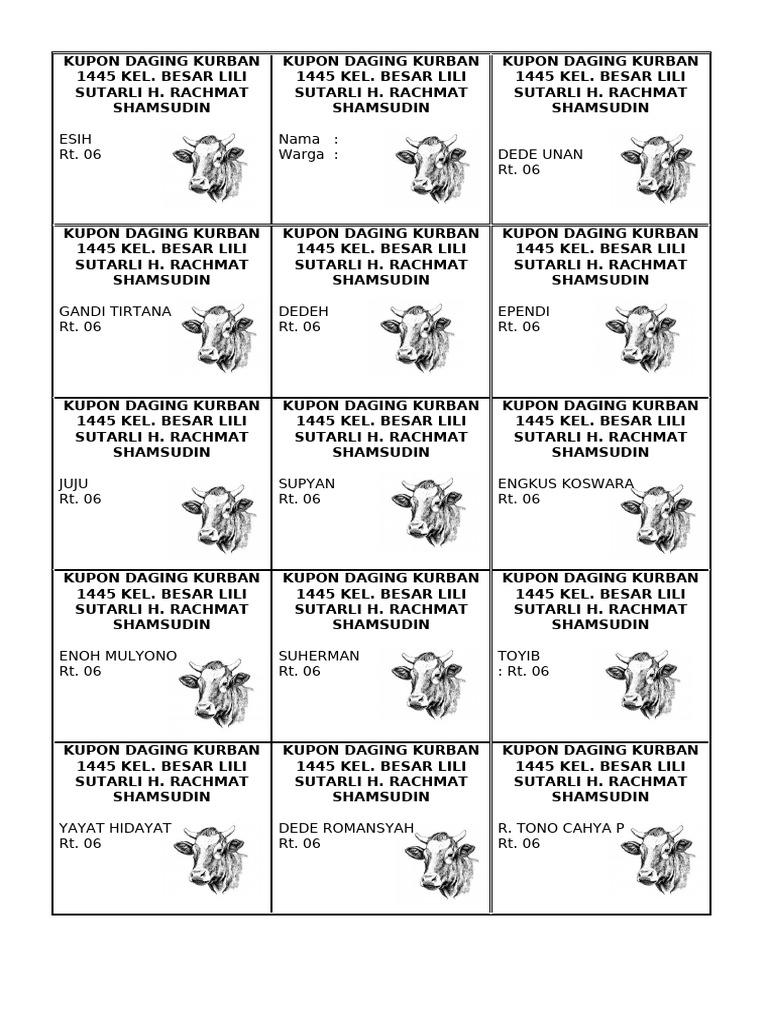 Kupon Daging Kurban - Alvi | PDF