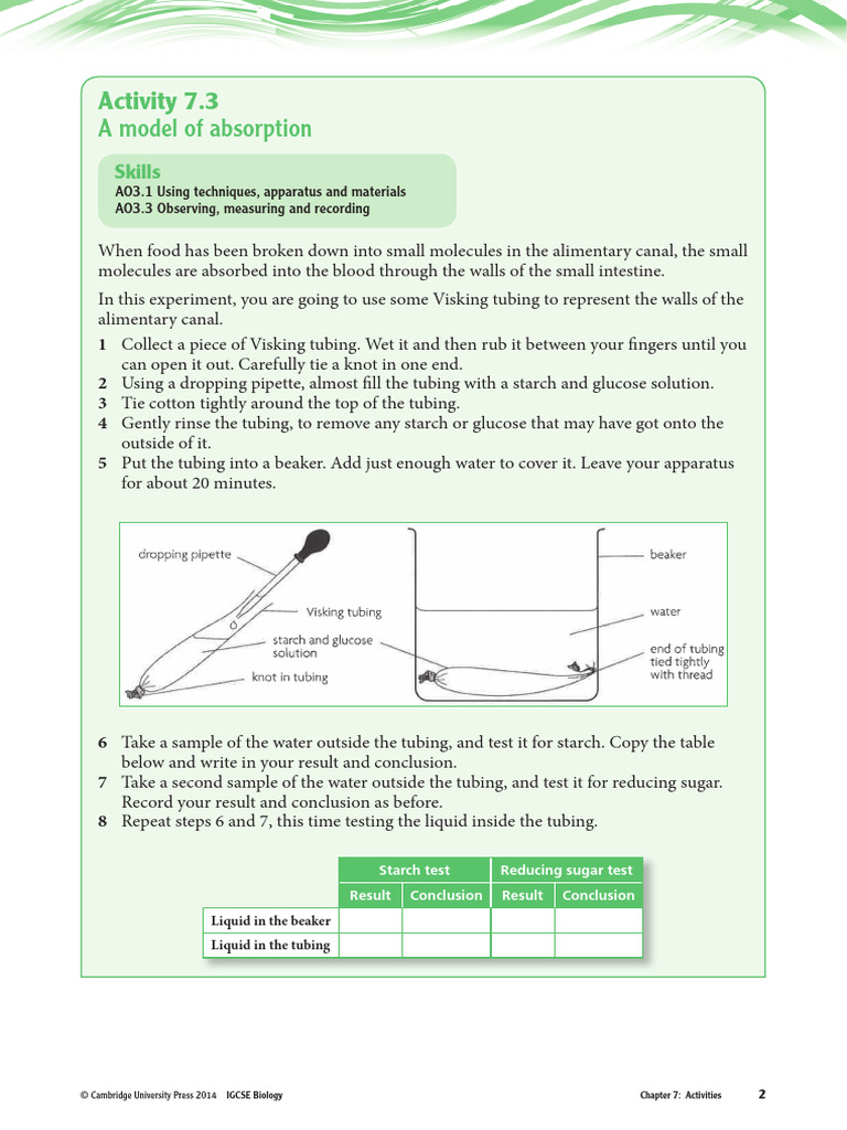 Absorption Experiment with Visking Tubing | PDF