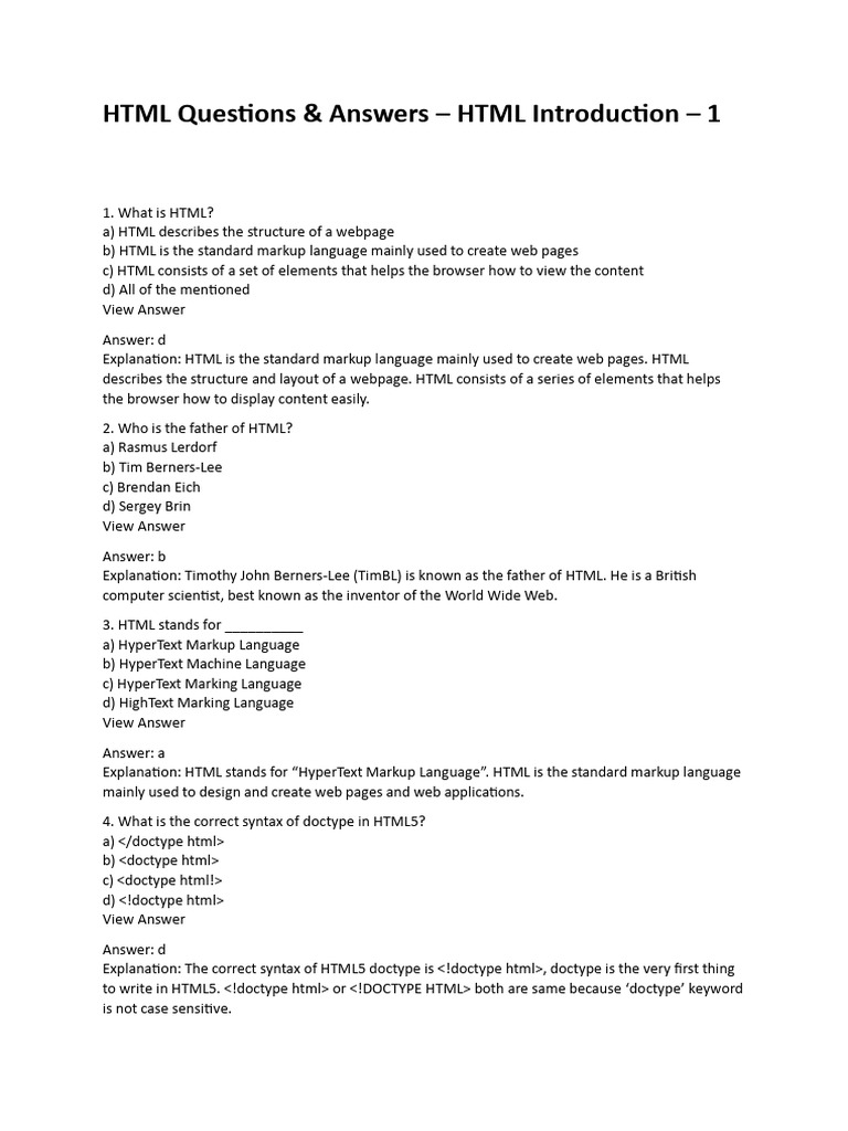 HTML Put Question Bank | PDF | Html Element | Html