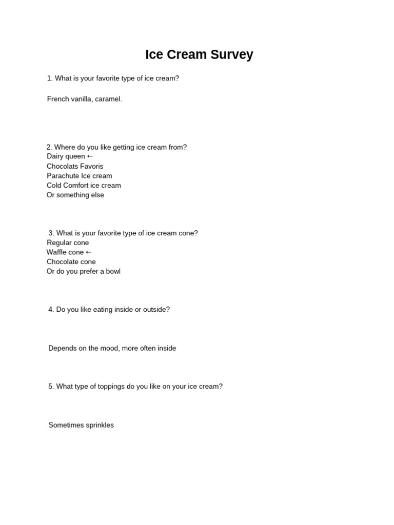 Ice Cream Preferences Survey Results | PDF