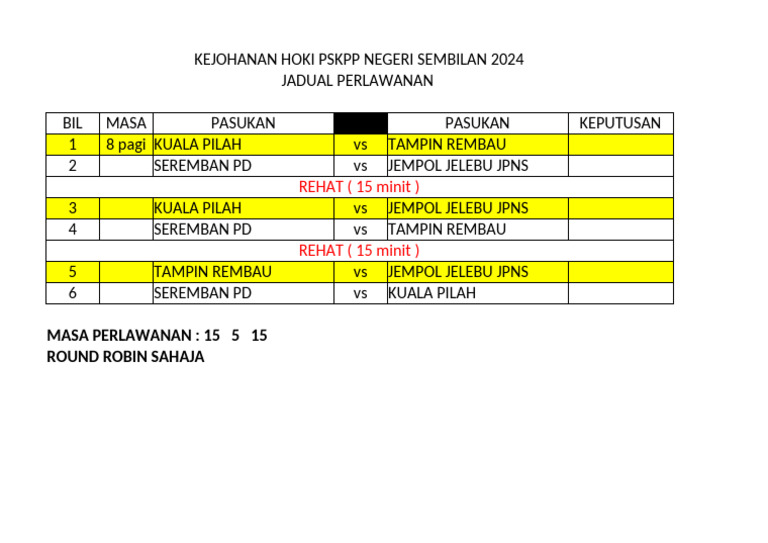 Jadual PSKPP Hoki 2024 | PDF