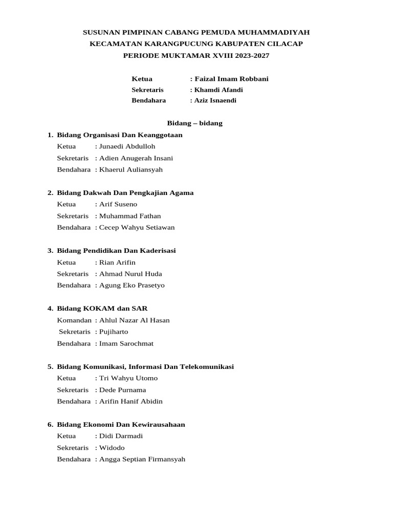 SUSUNAN PCPM KARANGPUCUNG | PDF