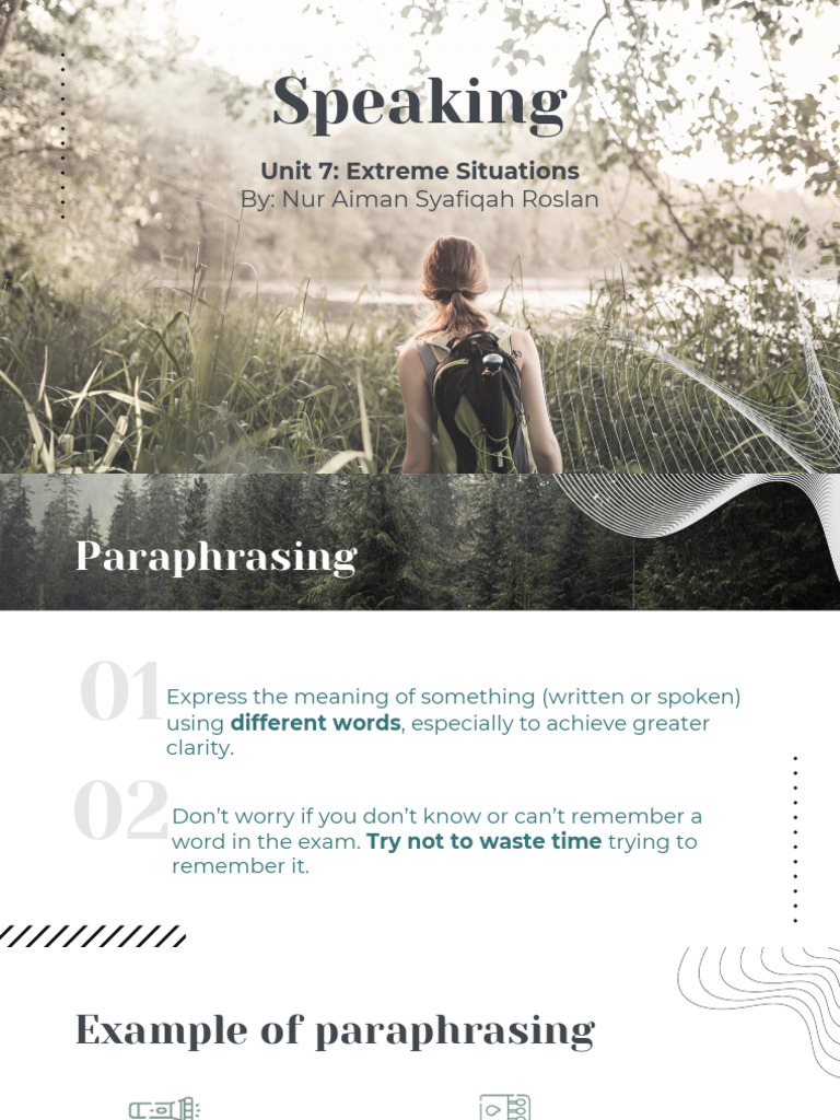 Unit 7 Speaking - Paraphrase | PDF