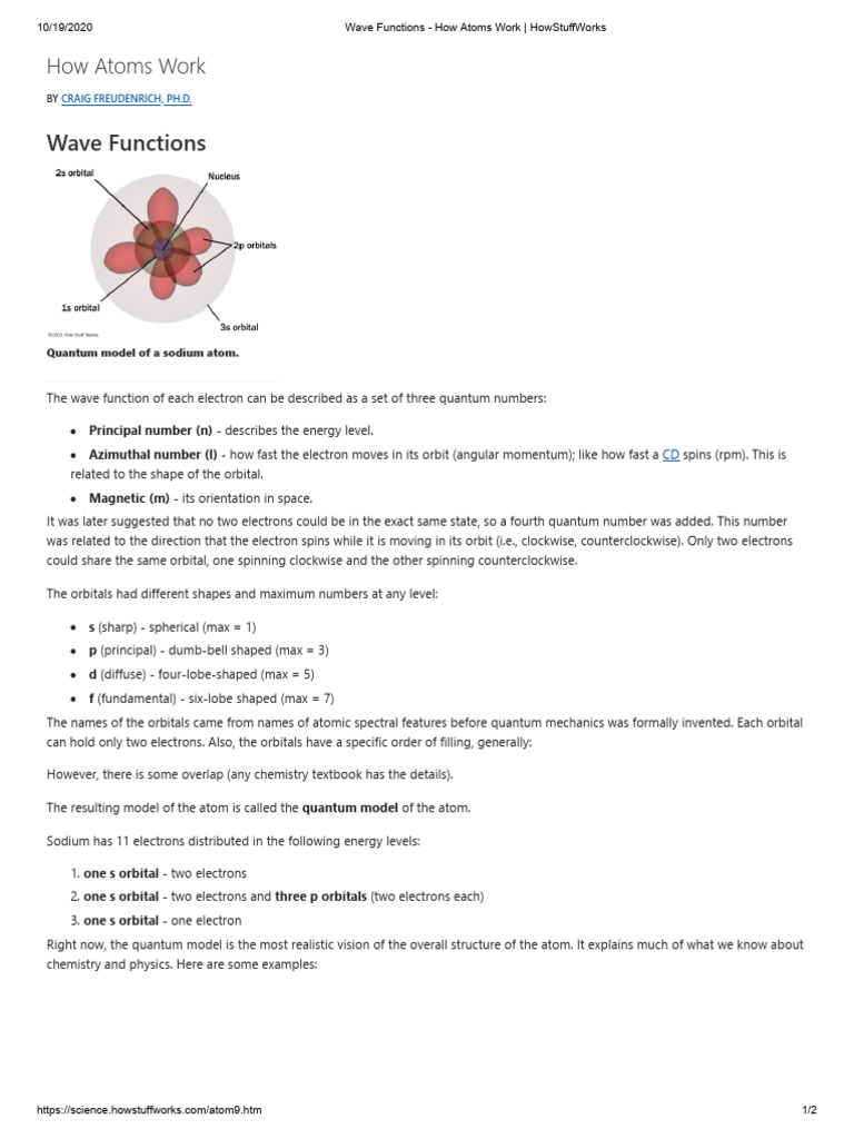 Wave Functions - How Atoms Work | PDF | Atomic Orbital | Atoms