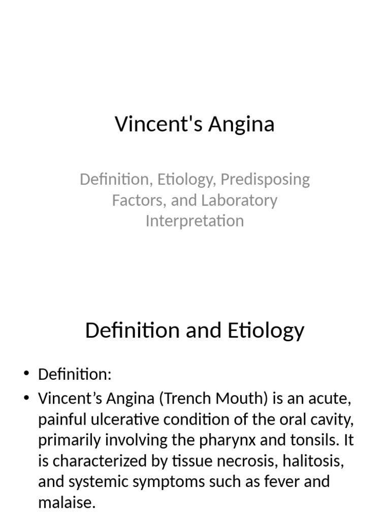 Vincent's Angina: Causes and Symptoms | PDF