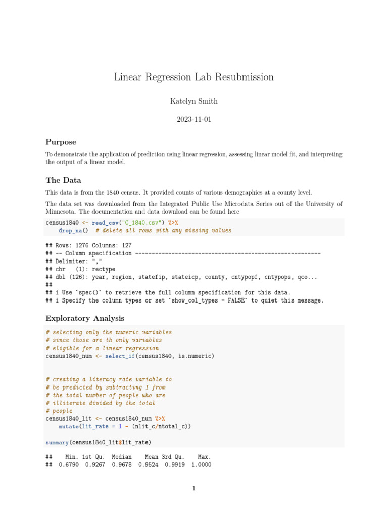 Linear Regression Lab | PDF | Linear Regression | Regression Analysis