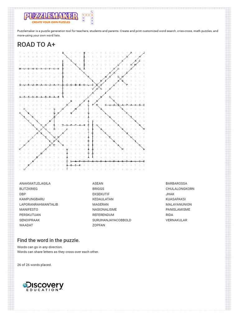 Word Search Puzzle - Discovery Education Puzzlemaker JWPN | PDF