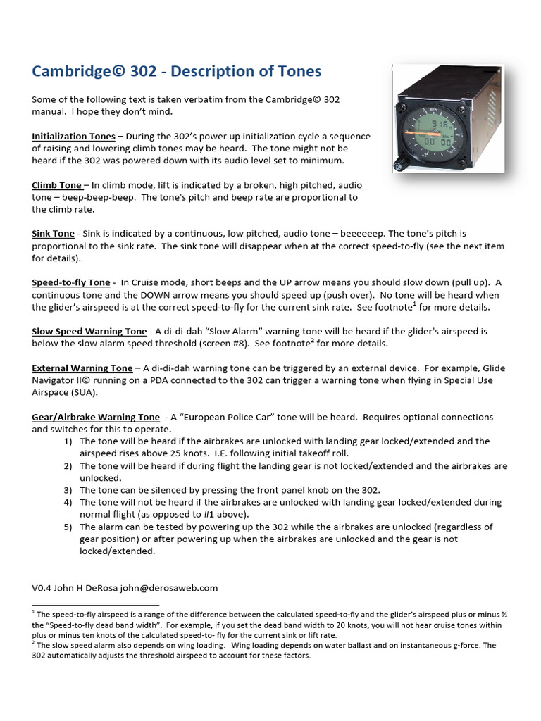 Cambridge 302 Tone Descriptions | PDF | Aviation | Aerospace