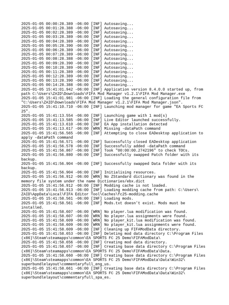 FIFA Mod Manager Log Analysis | PDF | Computing Platforms | System Software