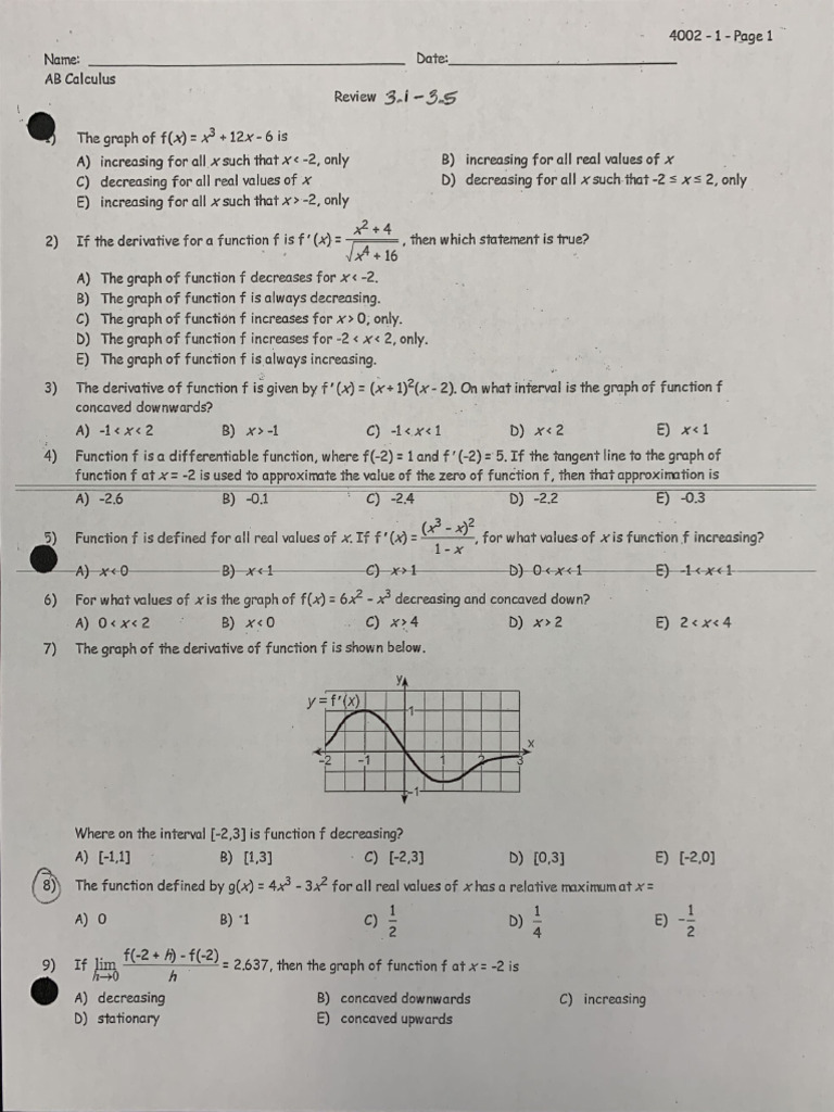 AP Calc HW#15-1 | PDF