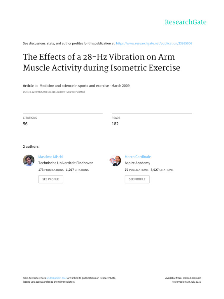 2009 - MISCHI - The Effects of A 28Hz Vibration On Arm Muscle Activity ...