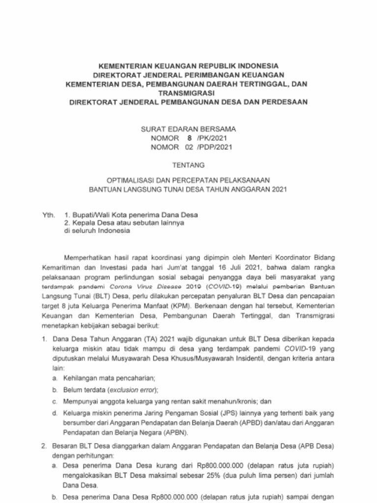 SEB Dirjen PK Dan Dirjen PDP | PDF