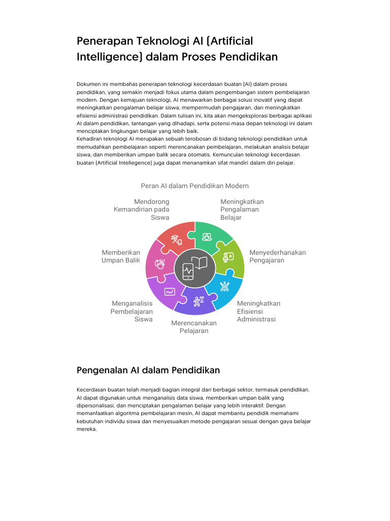 Penerapan Teknologi AI (Artificial Intelligence) Dalam Proses Pendidikan | PDF