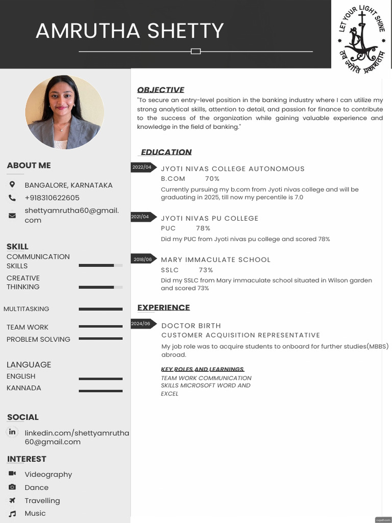 Amrutha Shetty: Objective | PDF