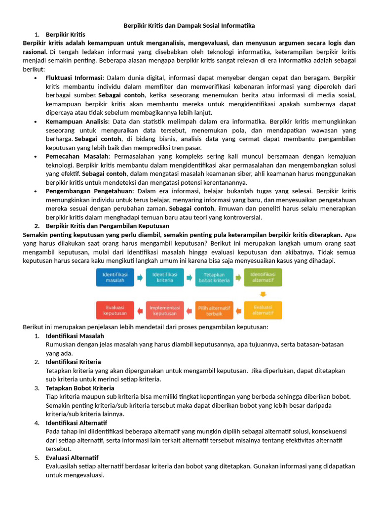 Kelas 11. Berpikir Kritis Dan Dampak Sosial Informatika | PDF