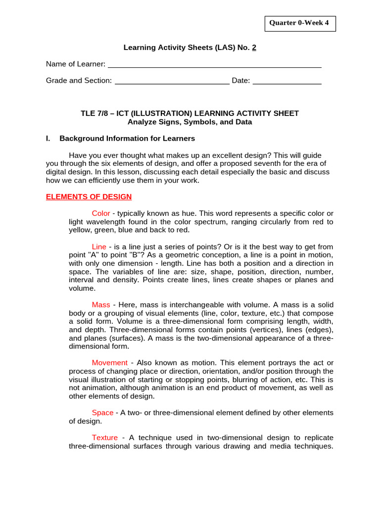 Design Elements for TLE Students | PDF | Design | Color