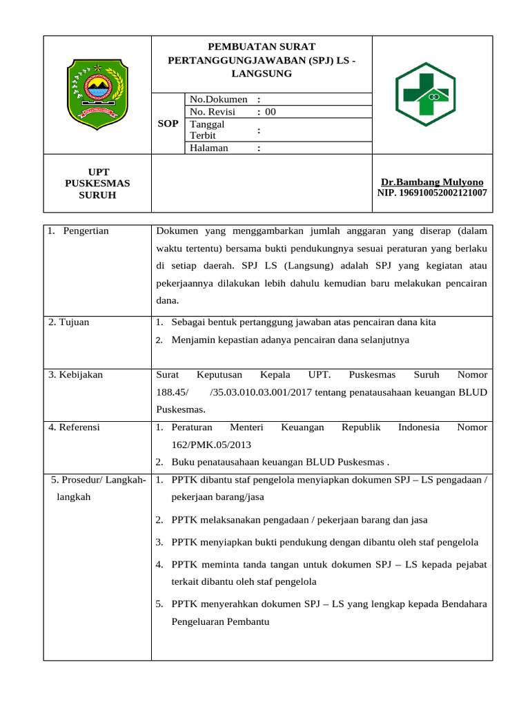 SOP Pembuatan SPJ LS Fix | PDF