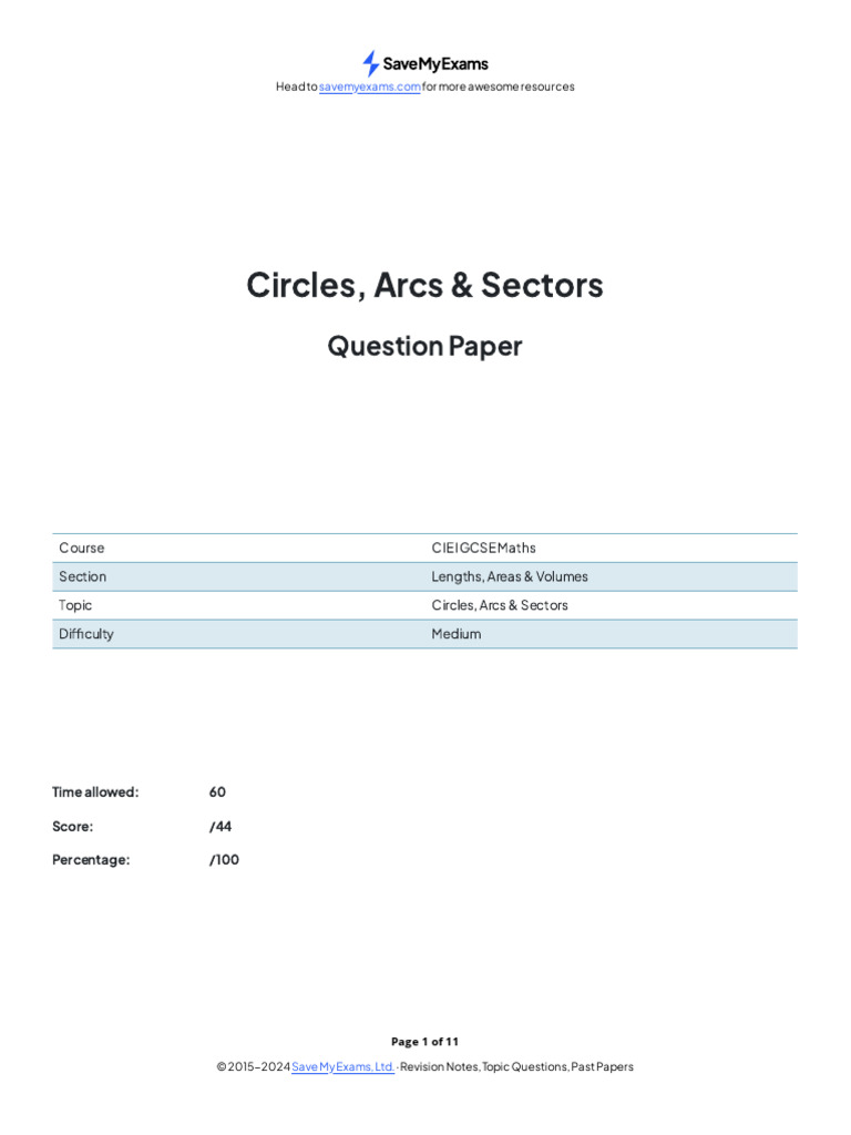 Arcs and Sectors Worksheet 1 | PDF | Area | Sphere