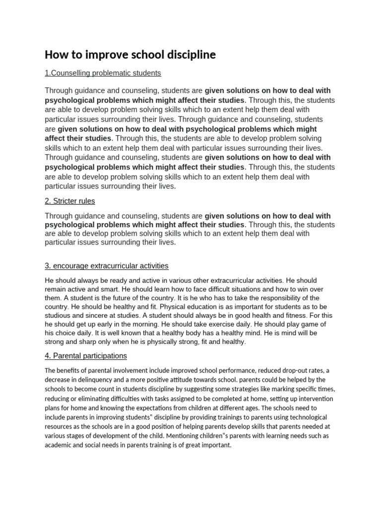 How to improve school discipline | PDF | Disciplines | Psychology