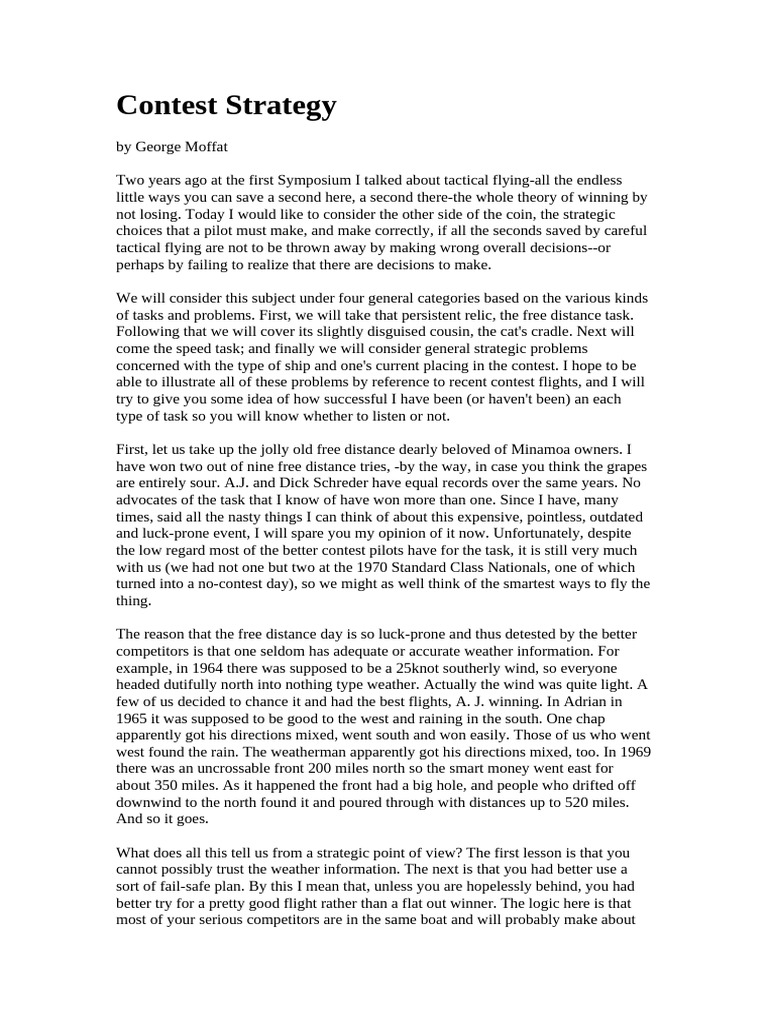 Contest Strategy - George Moffat | PDF | Wound | Weather Forecasting