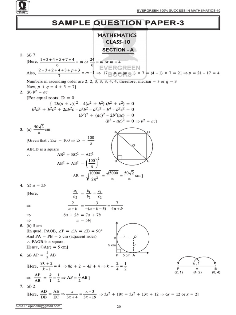 Math Solution of Class 10 SP 3 Math Evergreen | PDF