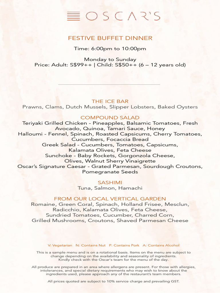 Oscar's Festive Dinner | PDF | Sauce | Foods