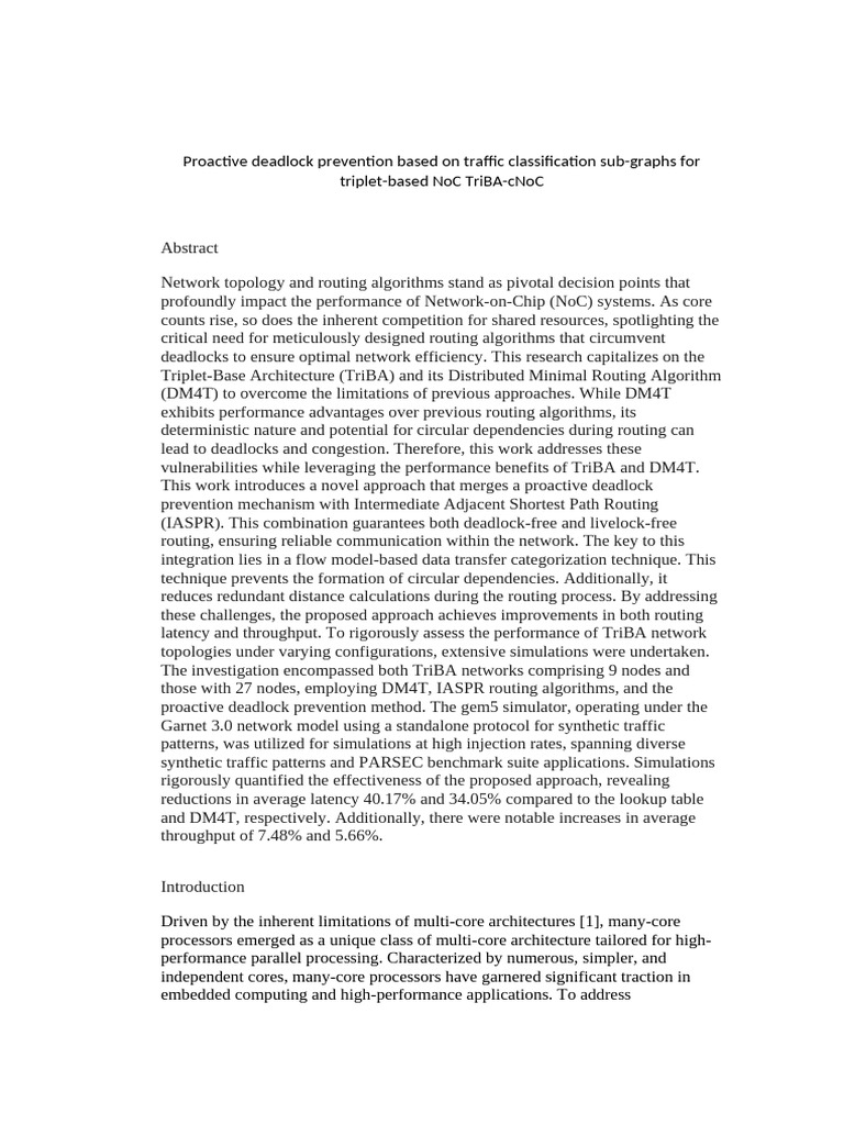 Proactive deadlock prevention based on traffic cla | PDF | Routing ... Proactive deadlock prevention based on traffic cla | PDF | Routing ...