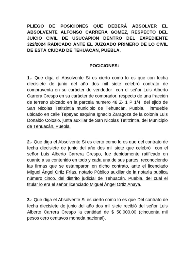 Pliego de Posiciones | PDF