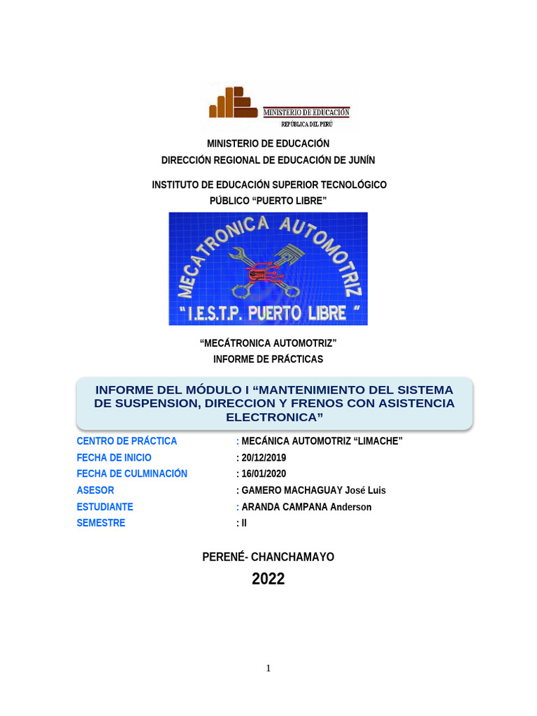 Informe I Modulo-Aranda | PDF | Sistema de freno antibloqueo ...