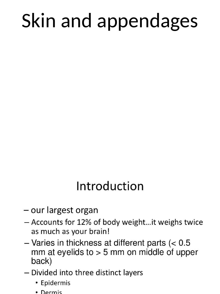 Skin and Its Appendages | PDF