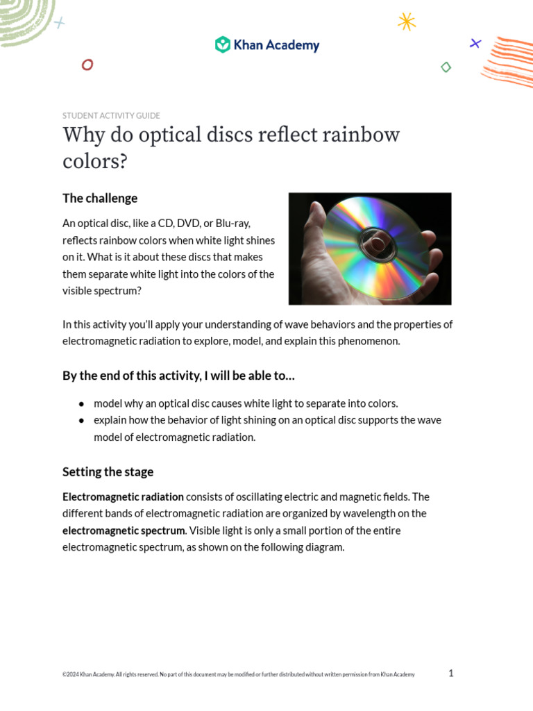 Student guide_ Why do optical discs reflect rainbow colors | PDF ...