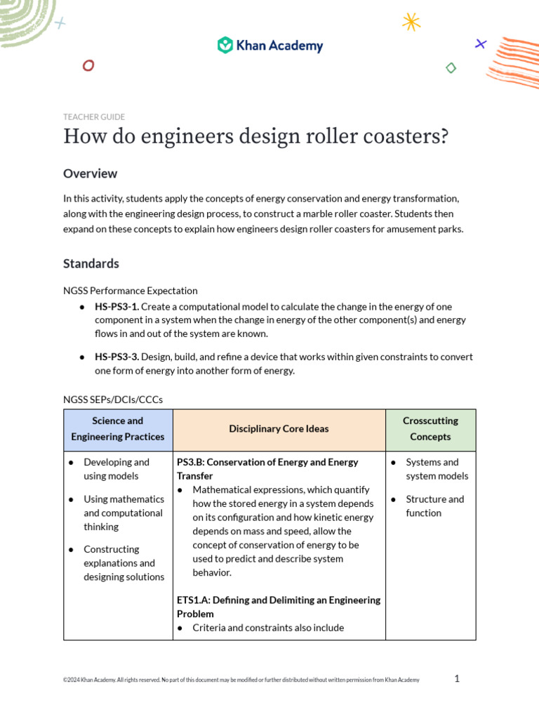 Designing Marble Roller Coasters | PDF | Mass | Potential Energy