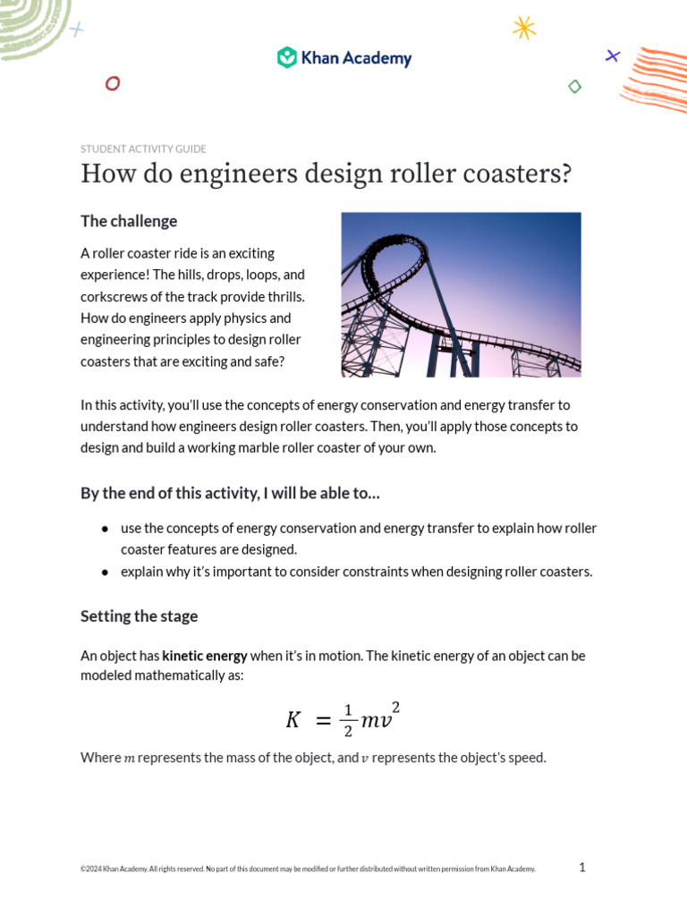 Student Guide_ How Do Engineers Design Roller Coasters | PDF ...