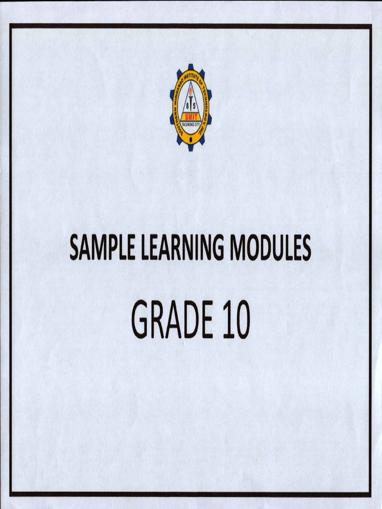 sample learning modules GRADE 10 | PDF