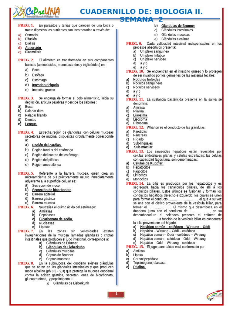 Semana2 Bio2 | PDF | Sistema digestivo humano | Estómago