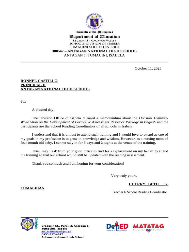 Request for Employee Replacement Letter | PDF