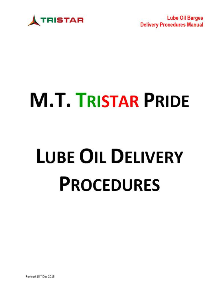 Lube Oil Delivery Procedures | PDF | Pallet | Crane (Machine)