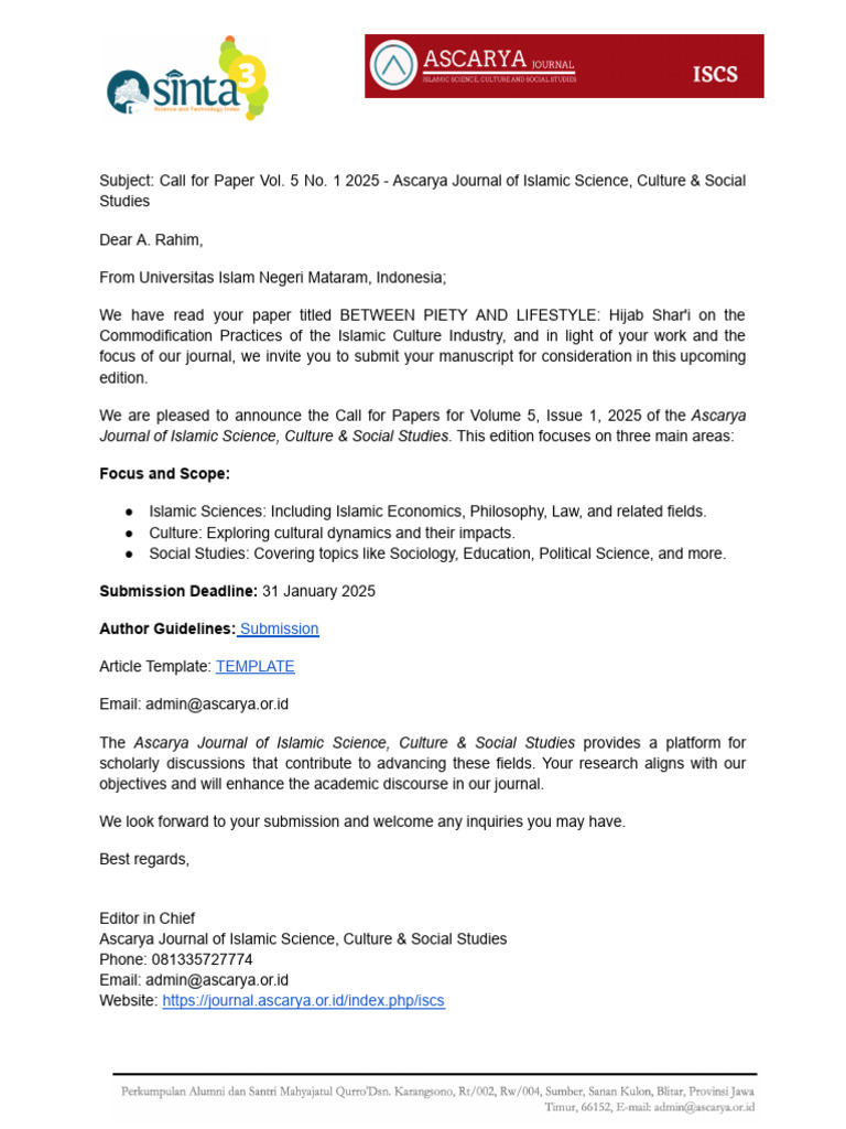 A. Rahim Call For Paper ISCS | PDF