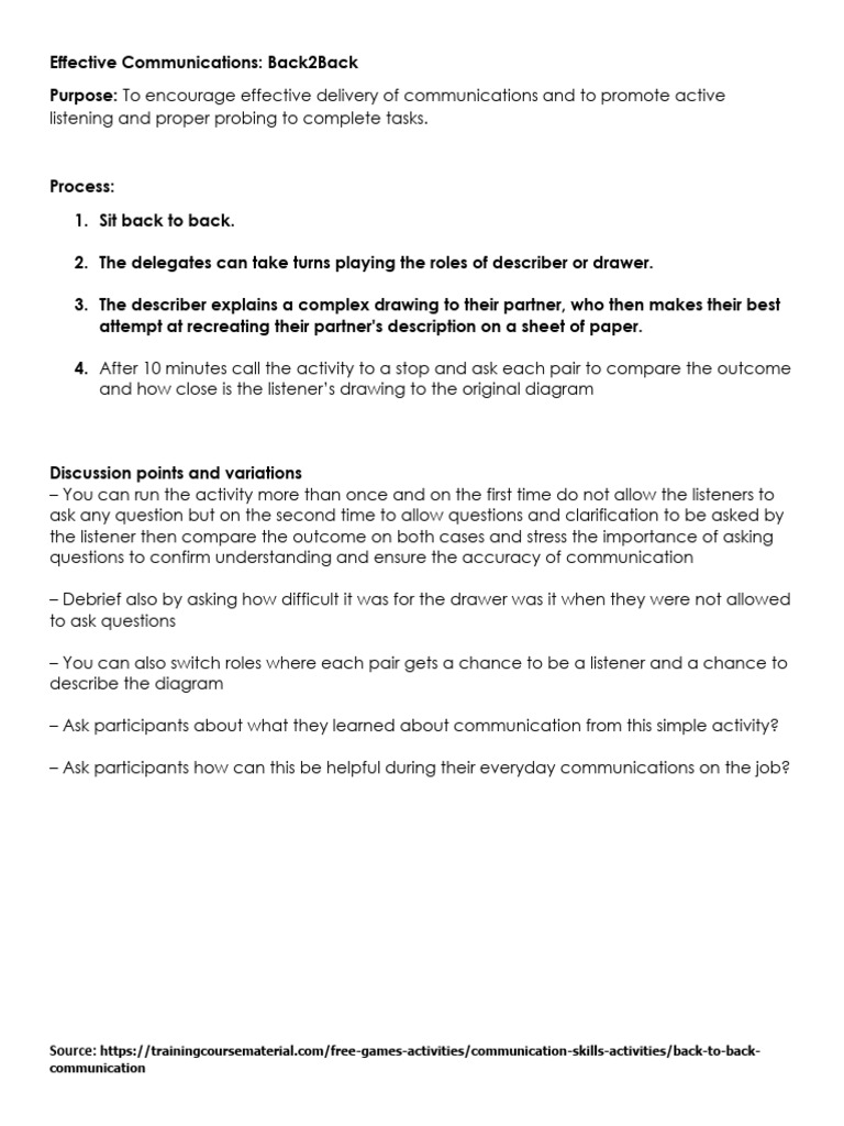 Back-to-Back Communication Exercise | PDF