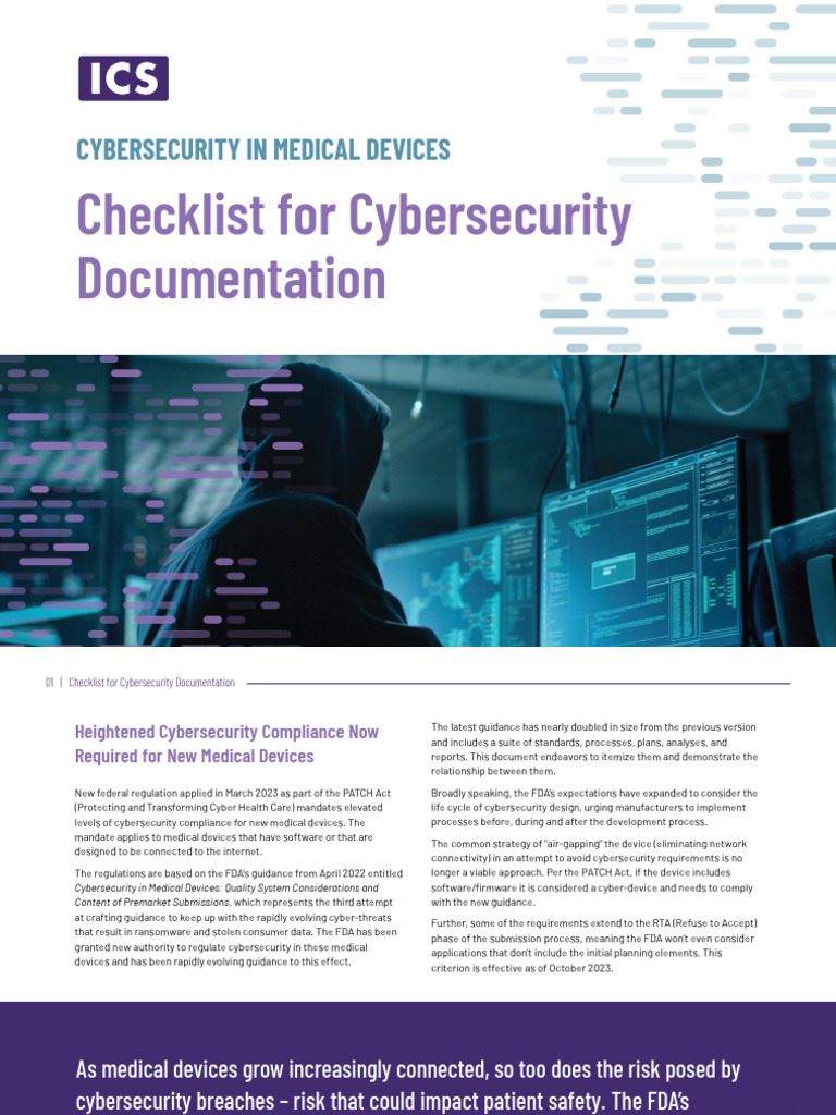 Cybersecurity Checklist Meddevice ICS | PDF | Computer Security | Security