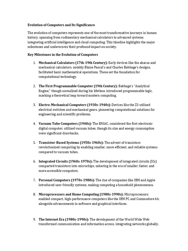 History and Impact of Computer Evolution | PDF | Integrated Circuit | Calculator