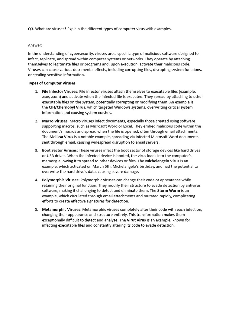 Computer Application Management - Assignment Q3 | PDF | Computer Virus | Malware