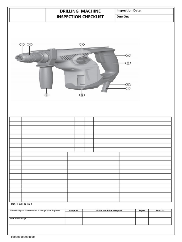 Drilling Machine Checklist | PDF
