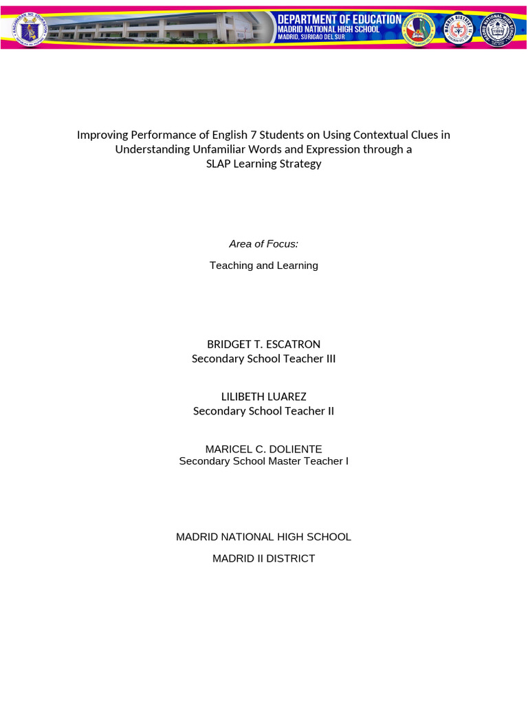 Action Research- Context Clues | PDF | Vocabulary | Learning