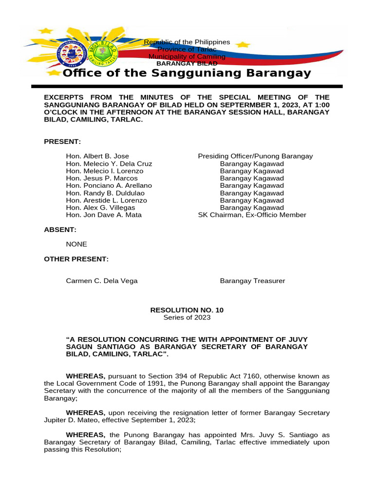 Appointment of Secretary For Brgy | PDF
