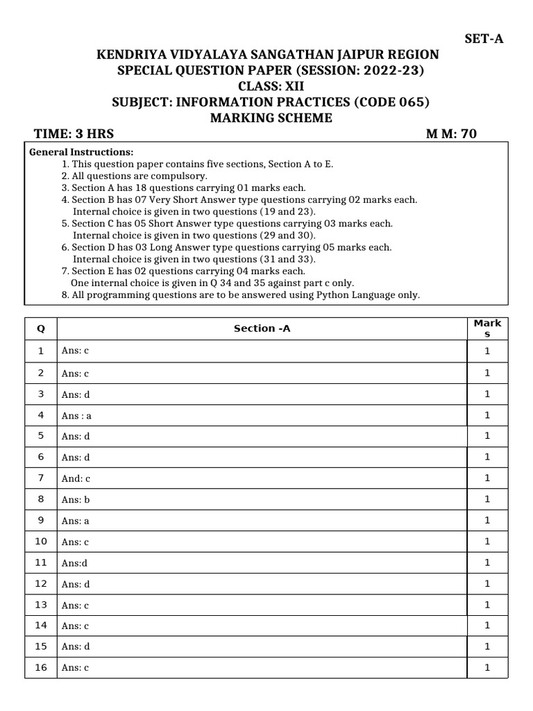 Xii Ip Special MS Set A 2022-23 | PDF | World Wide Web | Internet & Web