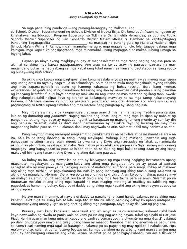 Sample Grad Speech | PDF