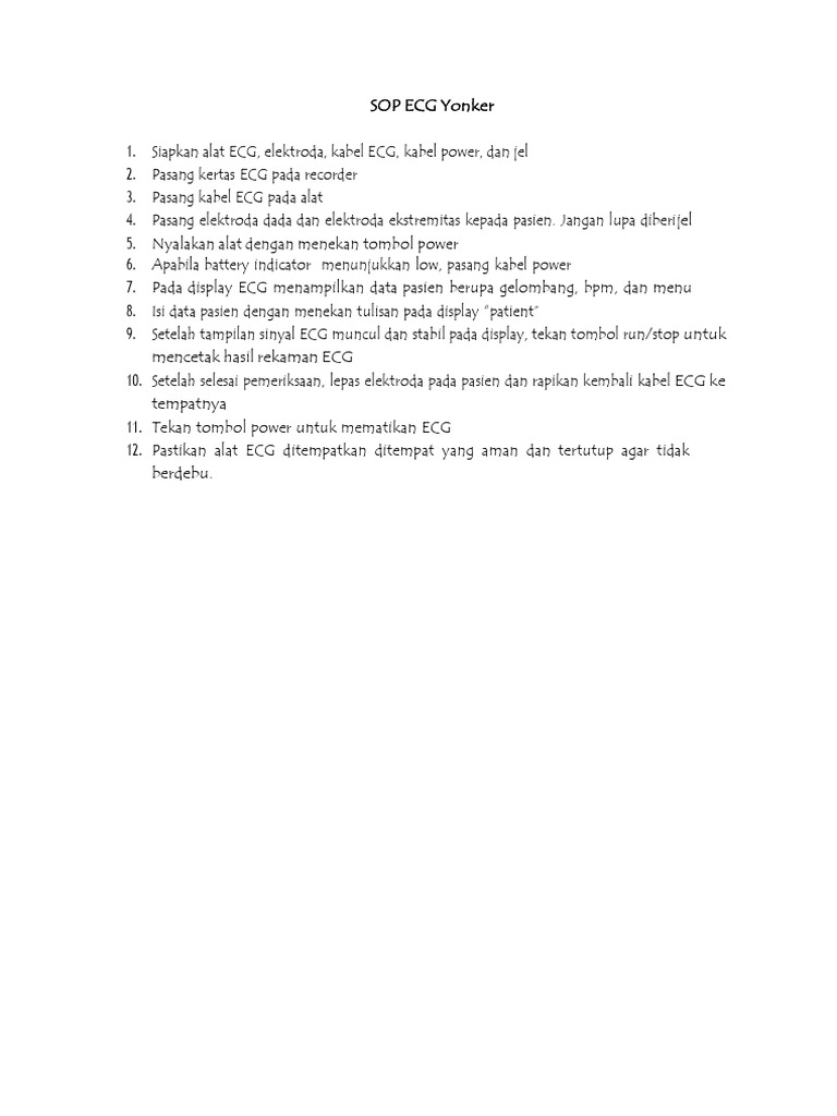 Sop Ecg Yonker | PDF