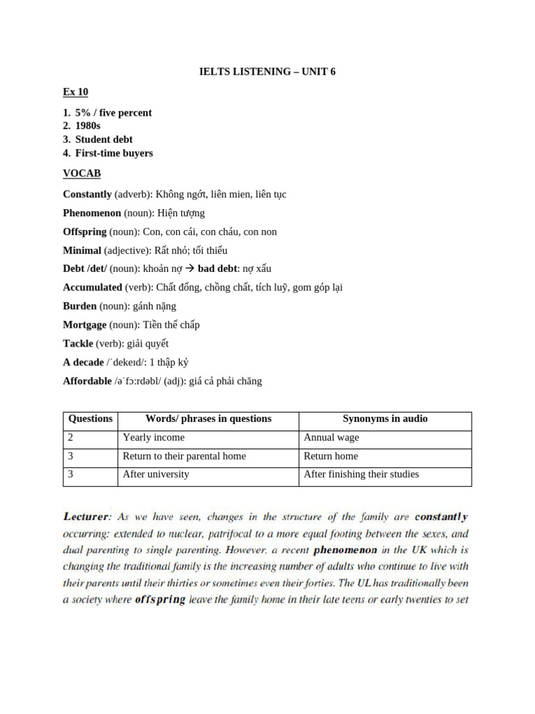 IELTS LISTENING- SHORT ANSWER REVIEW- KEY & SCRIPT | PDF